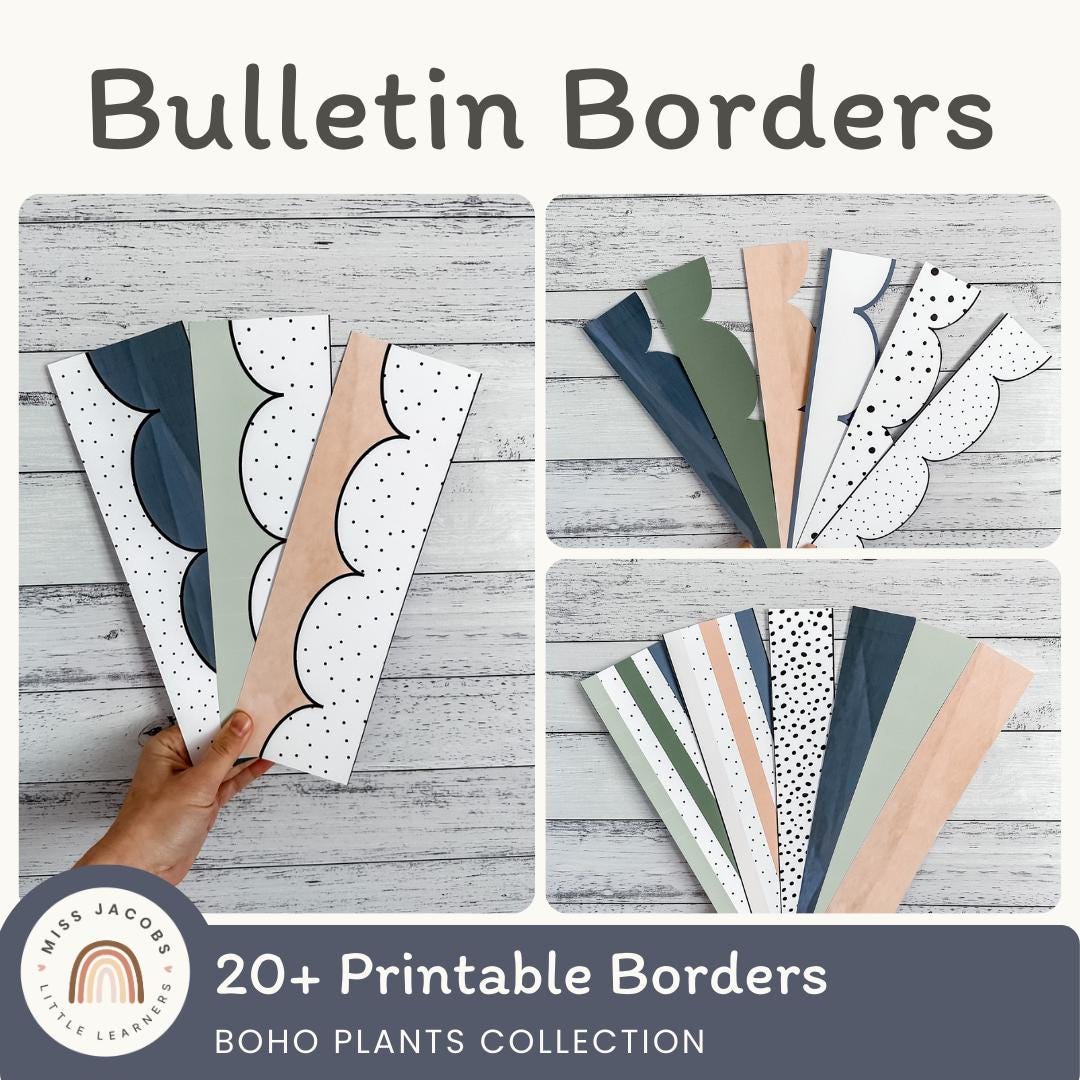 Bulletin Board Borders | Boho Plants Calm Classroom Decor | Printable ...