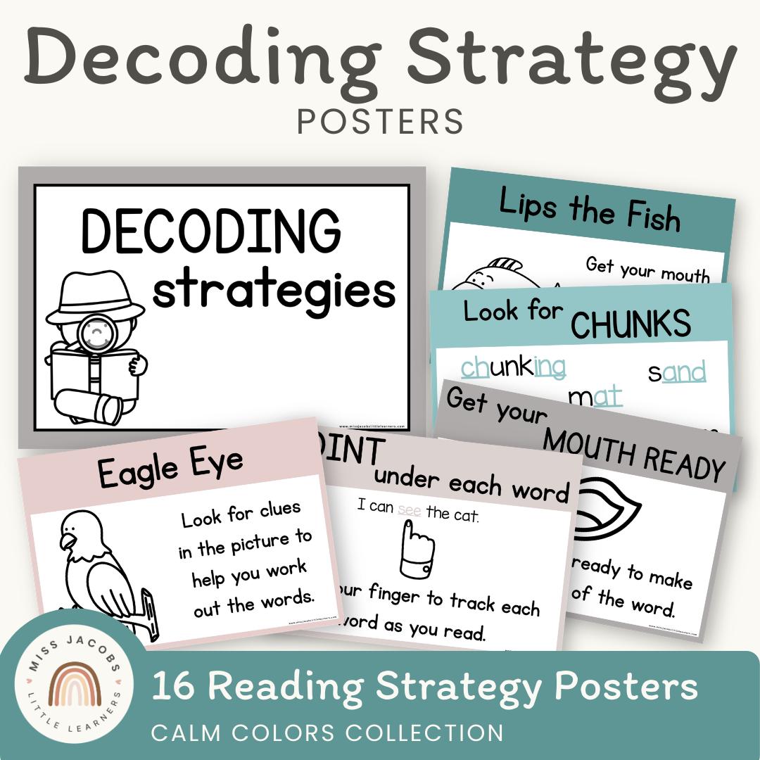 CALM COLORS Decoding Strategy Posters | Modern Rainbow Classroom Decor ...