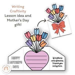 Flower Vase Card Craft for Mother’s Day, Printable Kids Activity With ...