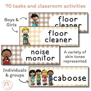 Class Jobs Display | Daisy Gingham Neutral Classroom Decor | Editable ...