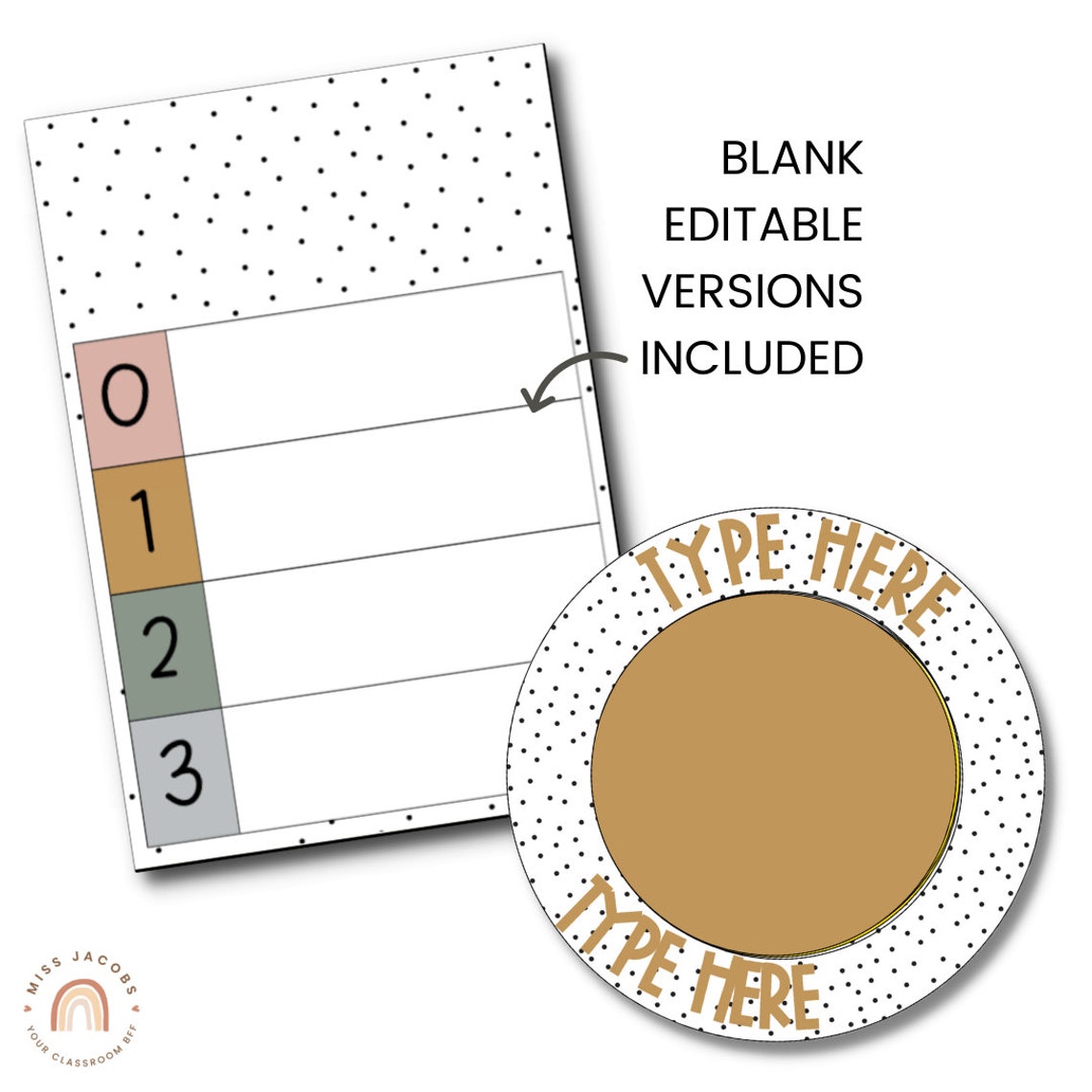 Spotty Boho Voice Noise Level Display EDITABLE Classroom - Etsy