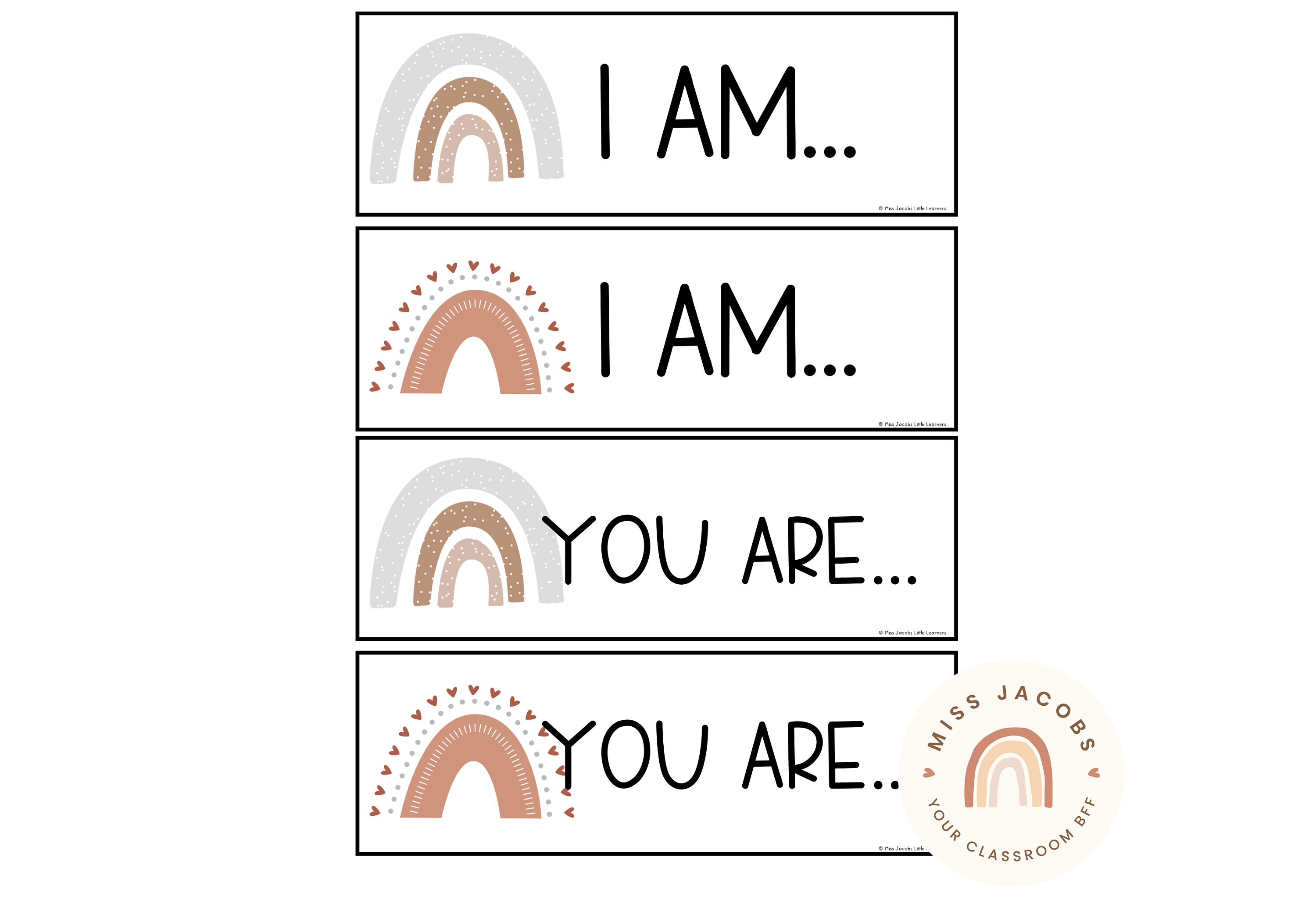 Affirmation Station Earthy Boho Rainbow Classroom Decor - Etsy