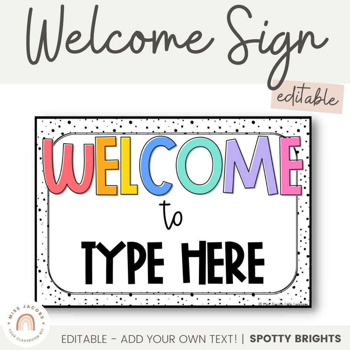 Classroom Welcome Sign SPOTTY BRIGHTS Theme Groovy Rainbow - Etsy