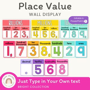 Place Value Display Posters | RAINBOW BRIGHTS - Etsy