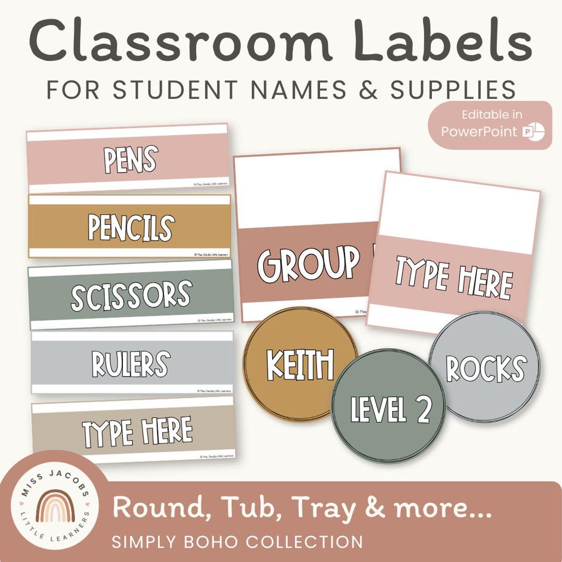 Classroom Labels | SIMPLE BOHO | Editable - Etsy