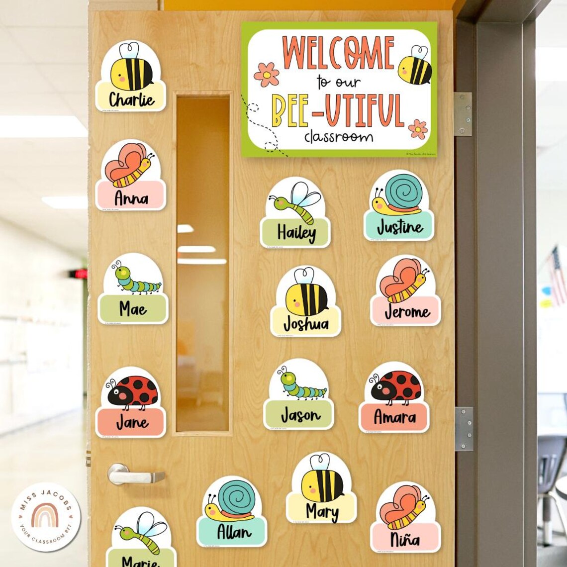 Spring Insect Door Display for Classroom, Editable Welcome Signs + Name ...