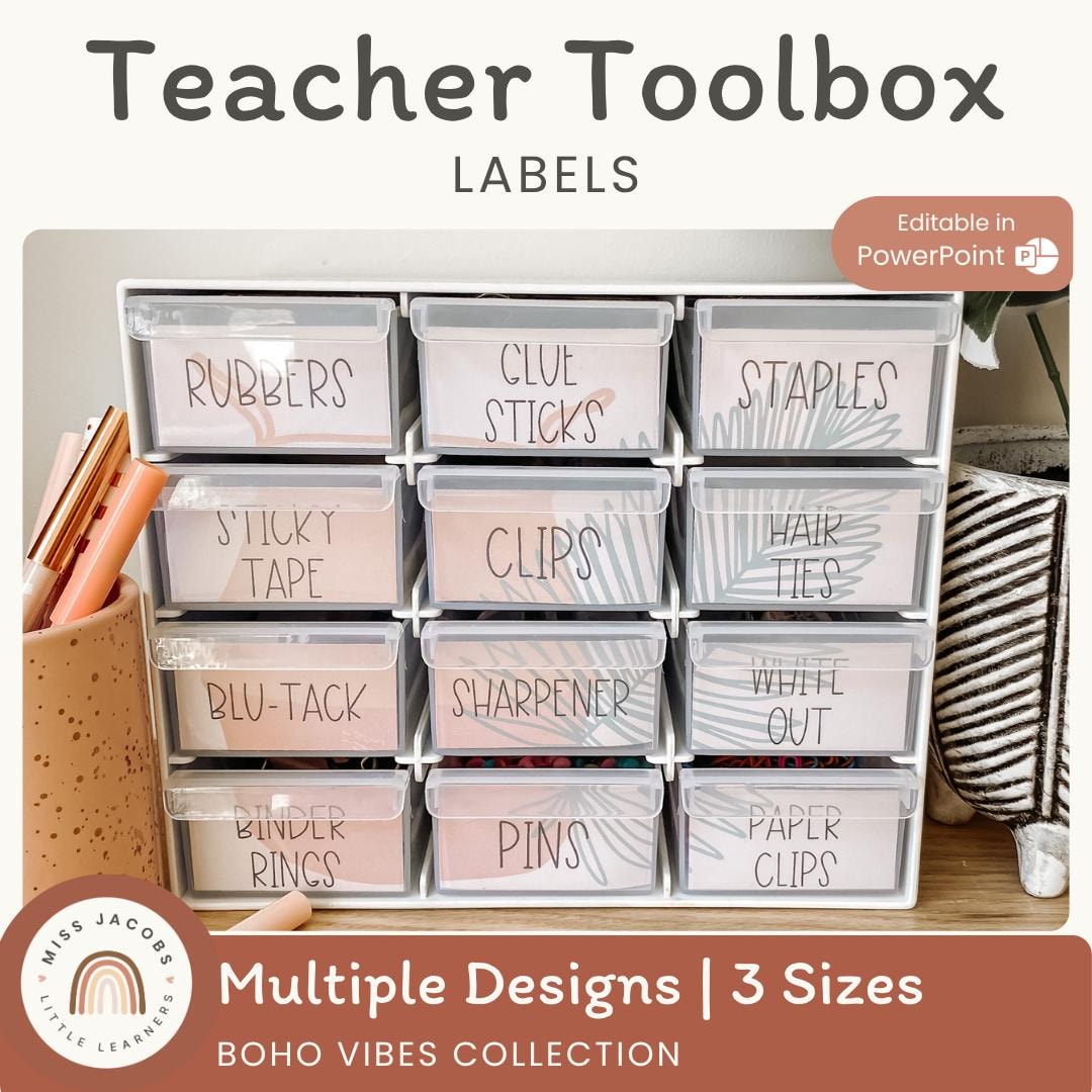 BOHO VIBES Teacher Toolbox Labels | Editable | Desert Neutral Classroom ...