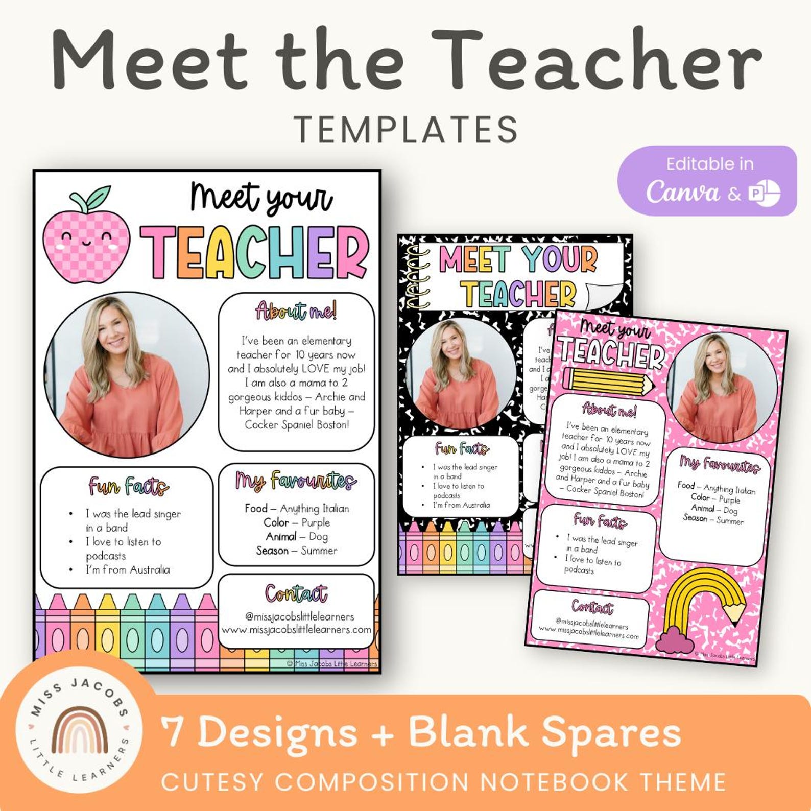 Meet the Teacher Templates Back to School Teacher Letter, Cutesy ...