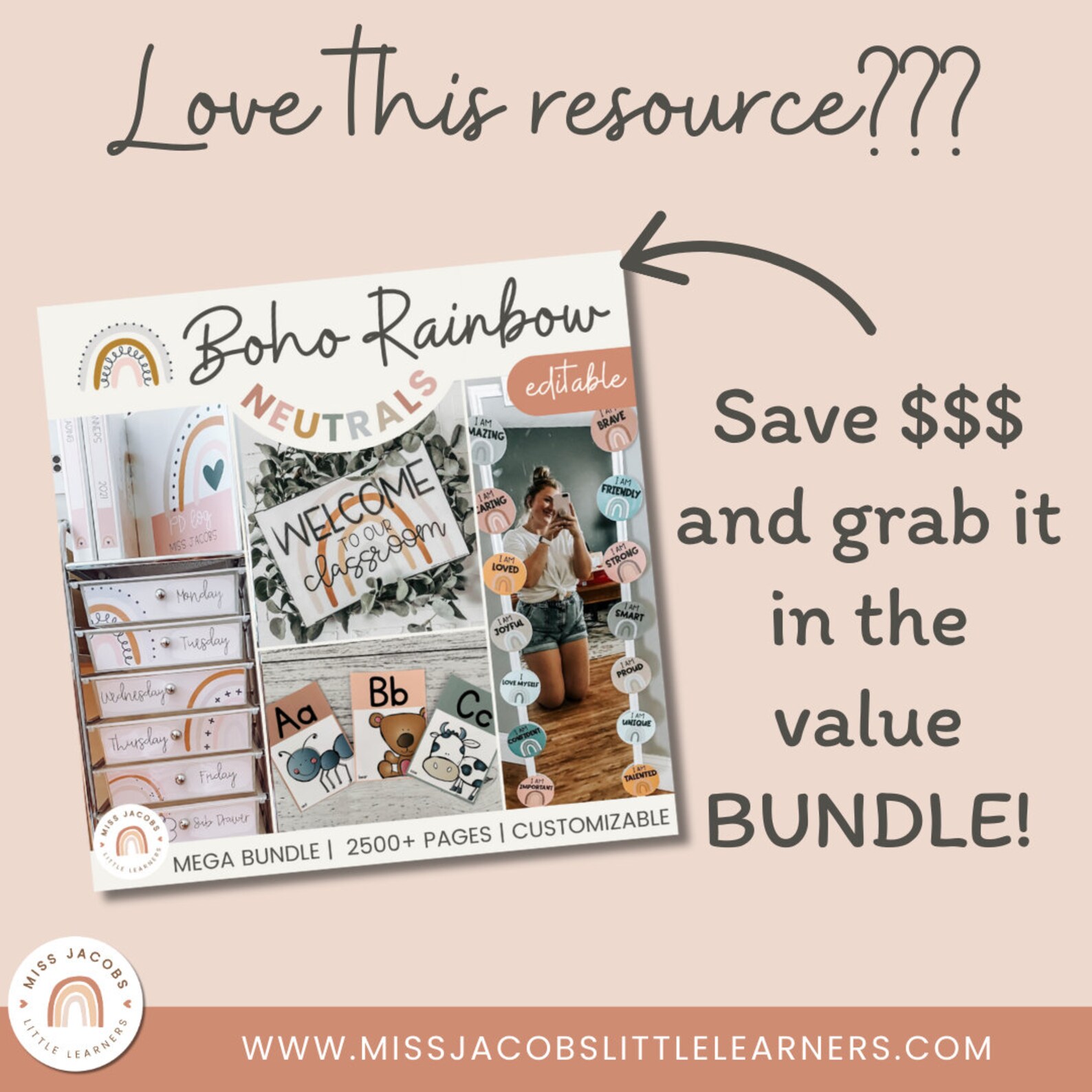 BOHO RAINBOW Alphabet Posters Editable Neutral Rainbow Vintage Retro ...