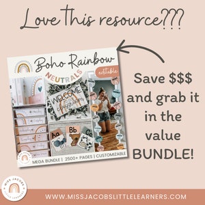 BOHO RAINBOW Alphabet Posters | Editable | Neutral Rainbow | Vintage ...