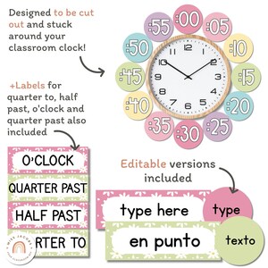 Clock Numbers | Daisy Gingham Pastels Classroom Decor | Editable - Etsy