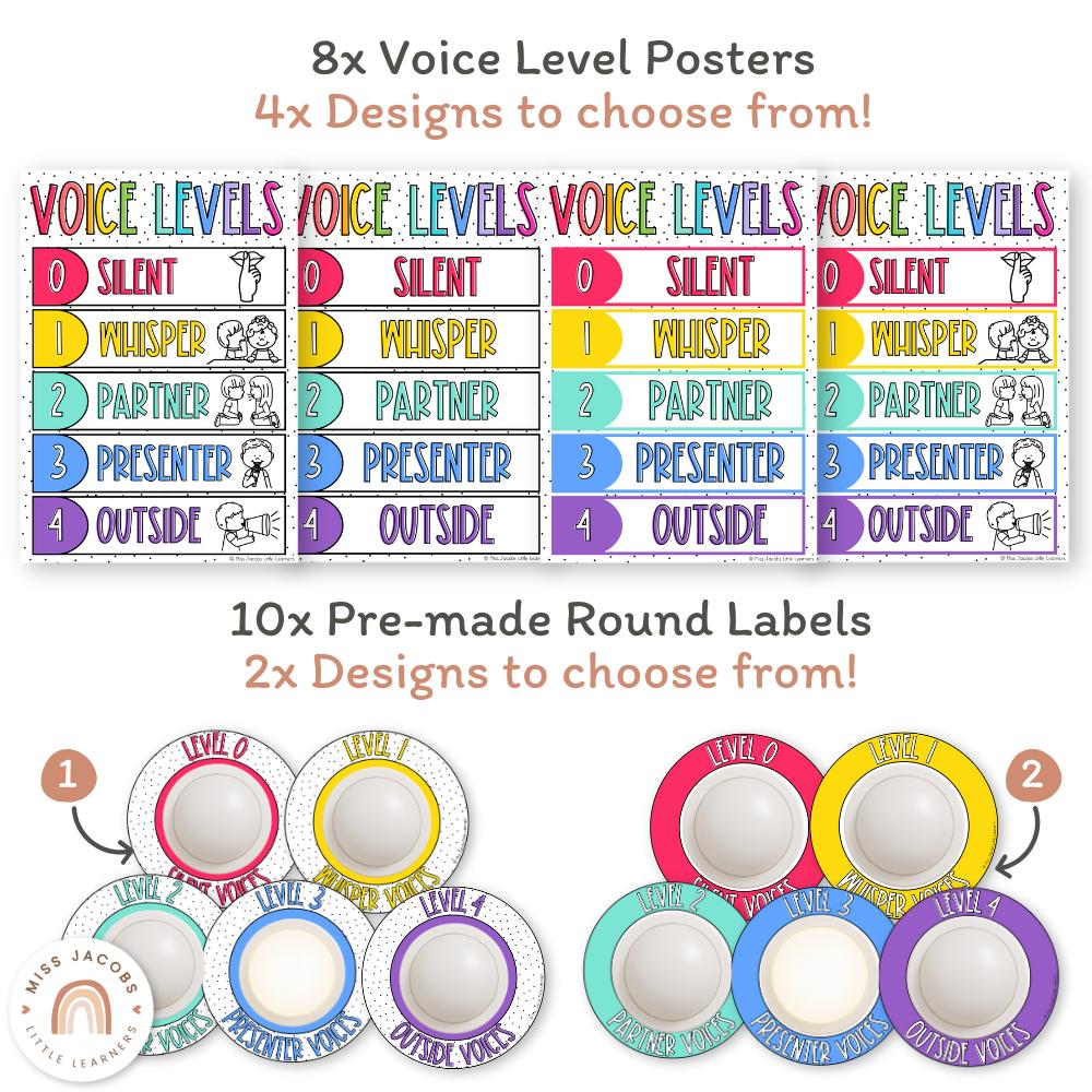 Voice Level Display | SPOTTY BRIGHTS Classroom Decor | Editable - Etsy