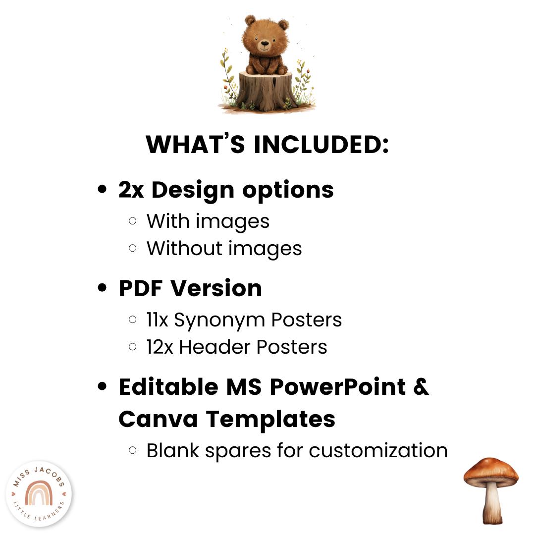 Woodland Synonym Posters, Printable Thesaurus Word Charts Writing ...