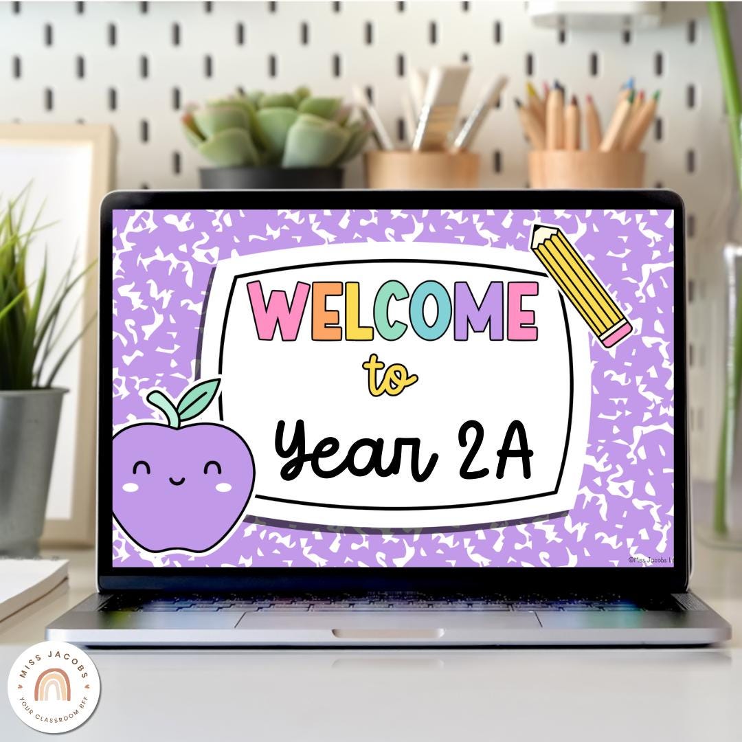 Cutesy Classroom Slides Templates Composition Book, Google Slides and ...