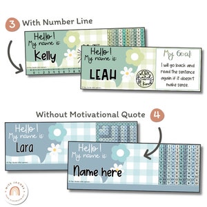 Student Name Tags & Goals Desk Plates | Daisy Gingham Pastels Classroom ...