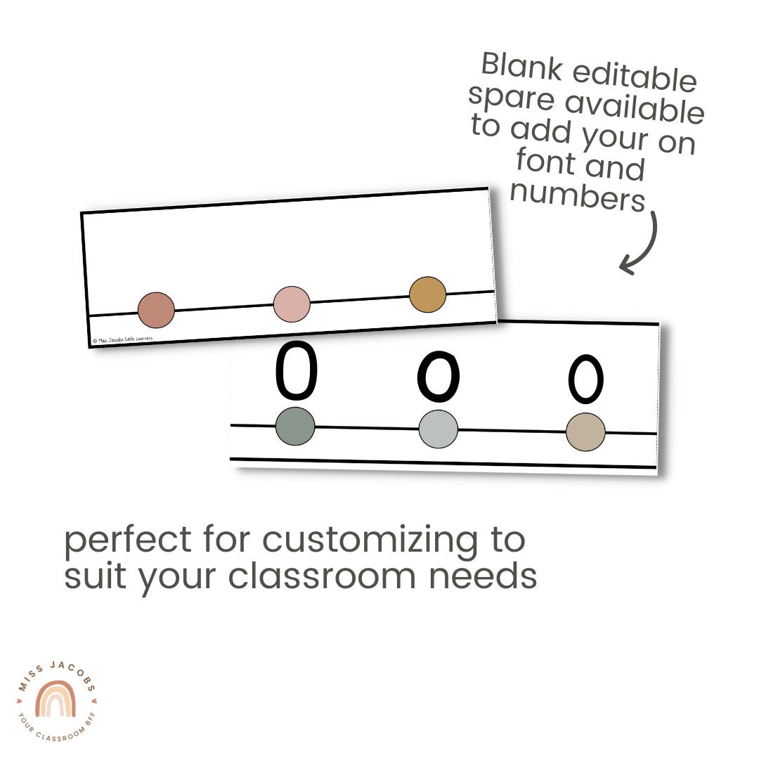 BOHO NEUTRAL Classroom Number Line Display With Negatives - Etsy UK