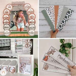 MODERN JUNGLE Classroom Decor Bundle EDITABLE Boho Jungle Vibes Decor ...