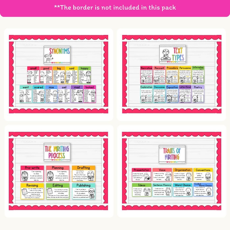 English Classroom Posters Bundle, 12 ELA Packs Bright Rainbow Posters ...