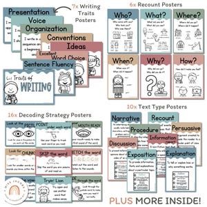 English Posters Bundle | Reading and Writing Strategies | Cute Sea Life ...