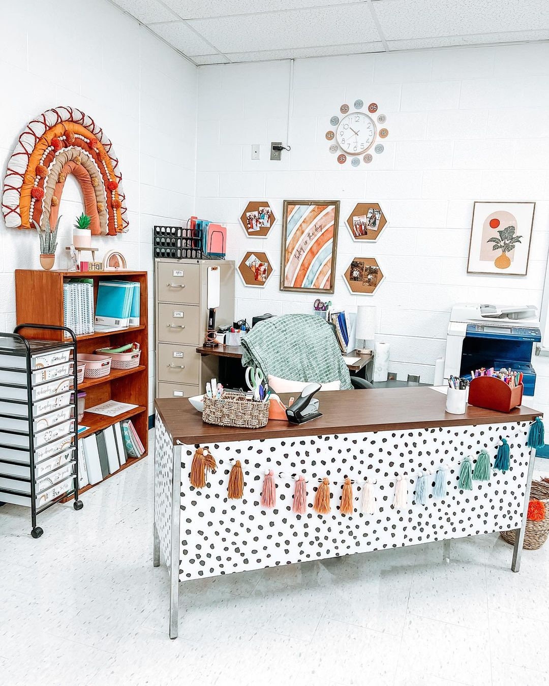 BOHO RAINBOW Clock Numbers | Neutral Rainbow Classroom Decor - Etsy