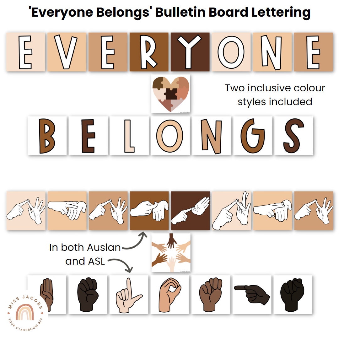Everyone Belongs Bulletin Board Diversity Display Neutral - Etsy UK