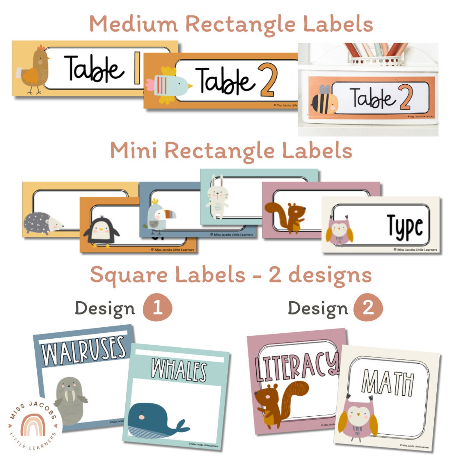 Cute Animal Classroom Labels Bundle | Editable Student Name Tags ...