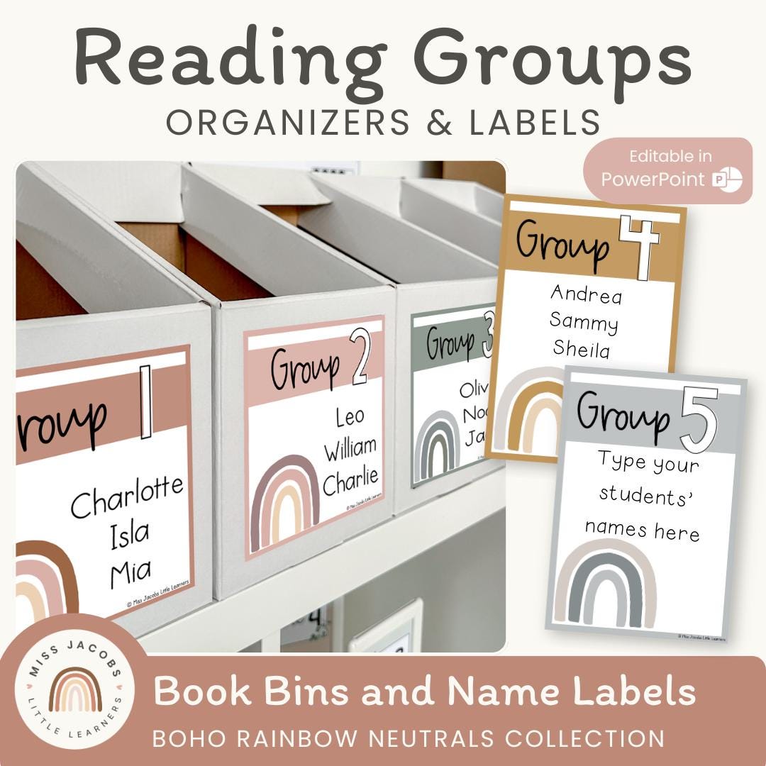 Modern BOHO RAINBOW Reading Groups | Posters and Labels | Neutral ...