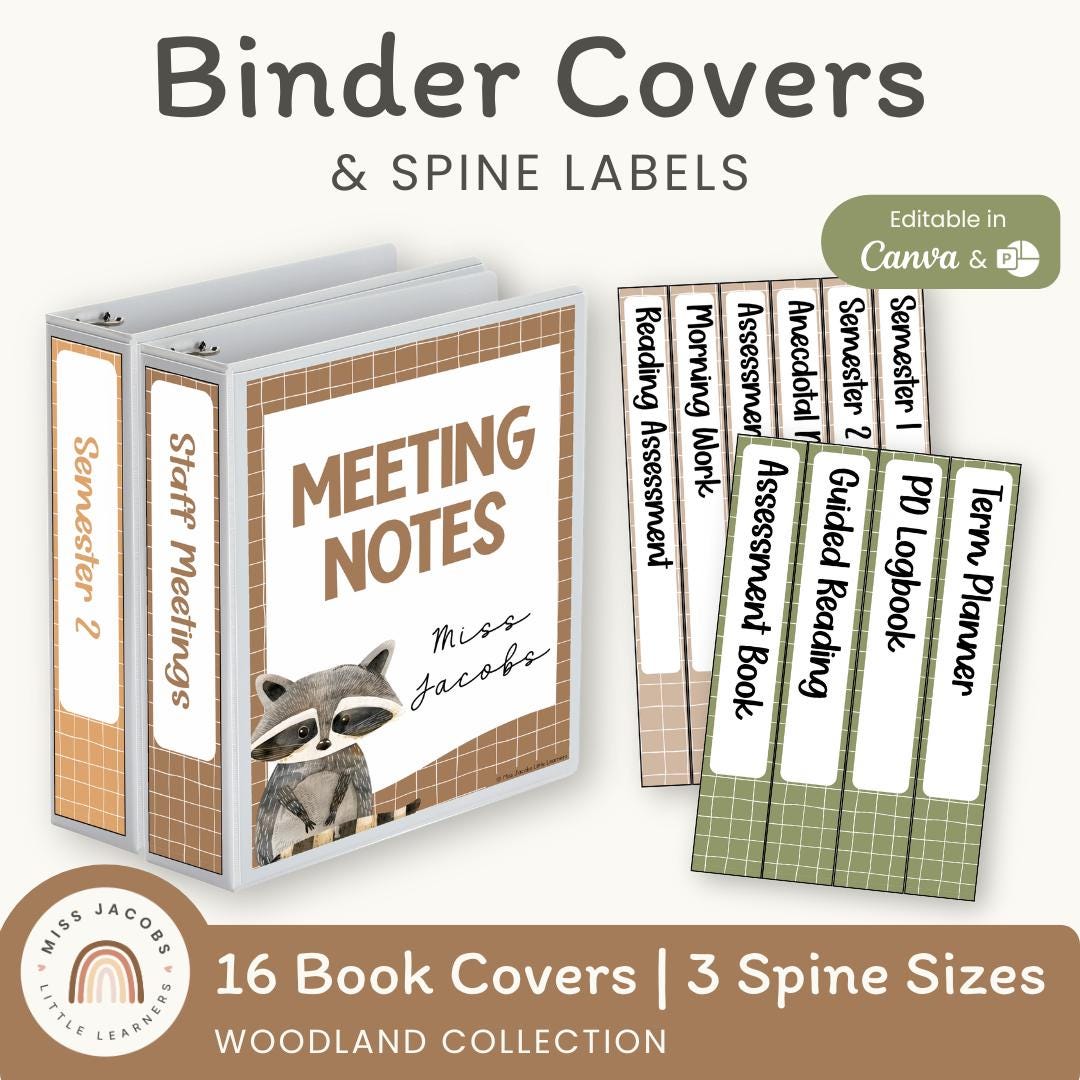 Editable Binder Covers & Spines, Woodland Binder Spines Templates ...