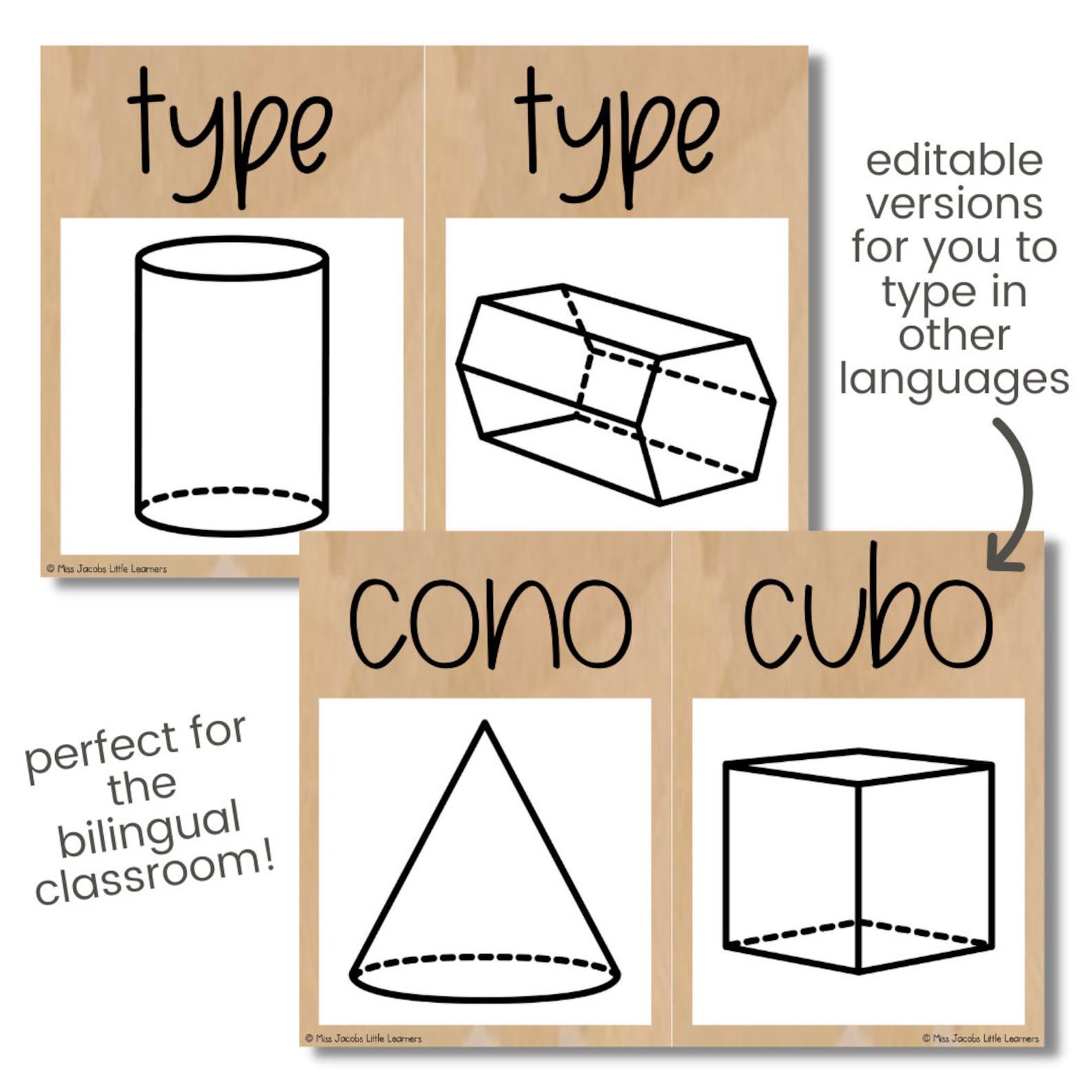 Modern Boho Rustic 2D & 3D Shape Posters | Neutral Classroom Decor ...
