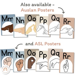 Alphabet Posters Bundle With ASL & Auslan Alphabet Modern Ocean ...