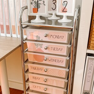 BOHO VIBES 10 Drawer Rolling Cart Labels | Editable | Desert Neutral ...