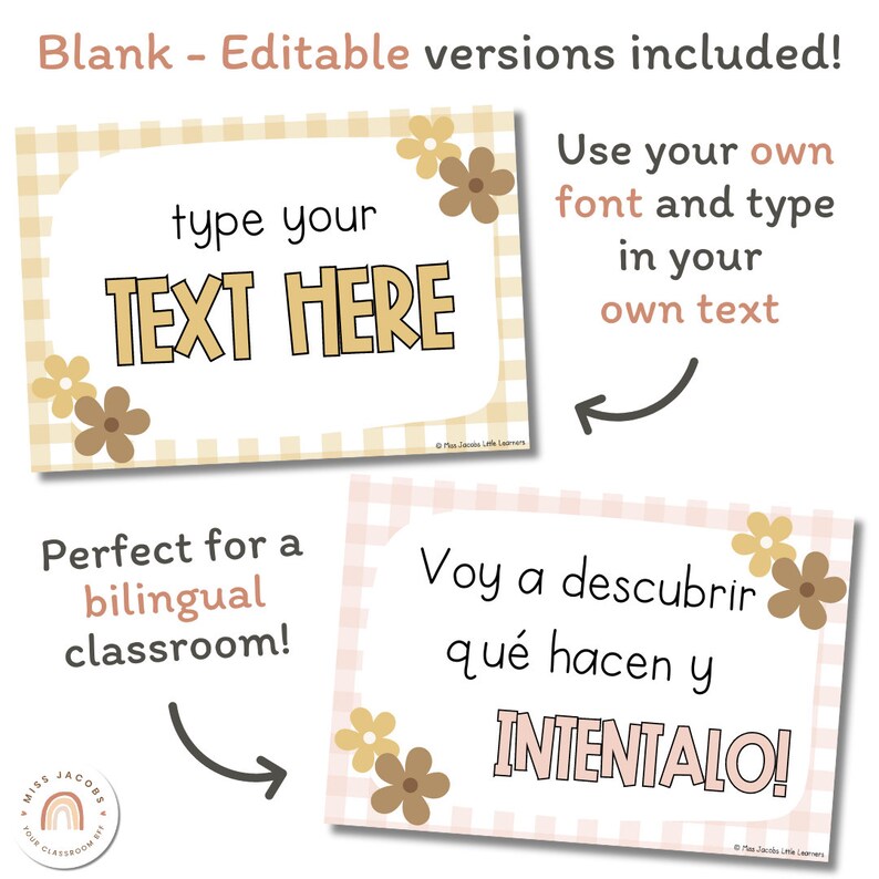 Modern Growth Mindset Display | Daisy Gingham Neutral Classroom Decor ...