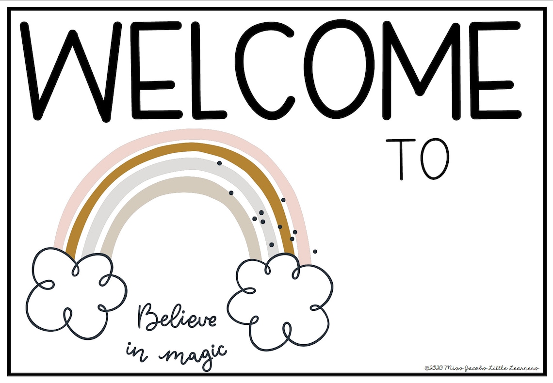 BOHO RAINBOW Welcome Sign Editable Neutral Rainbow - Etsy
