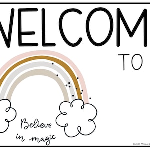 BOHO RAINBOW Welcome Sign | Editable | Neutral Rainbow Classroom Decor ...