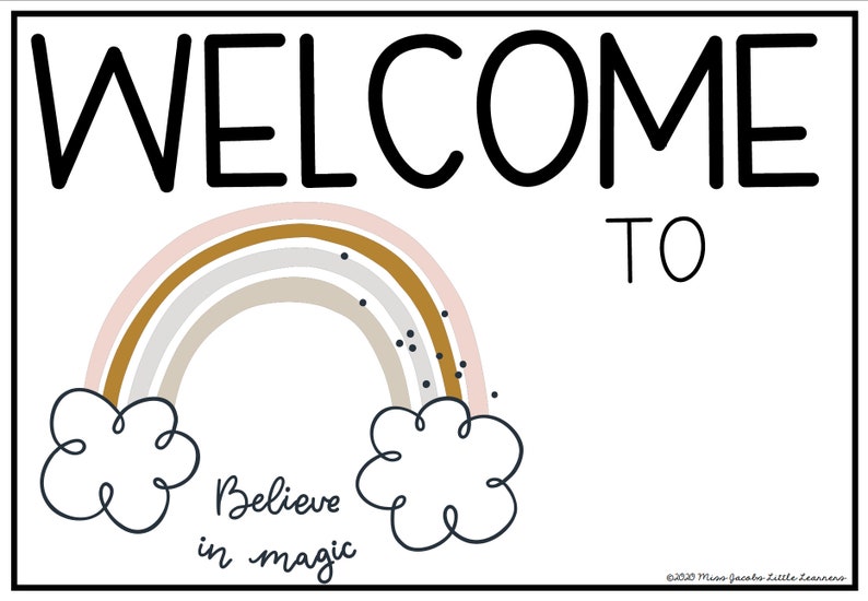 BOHO RAINBOW Welcome Sign Editable Neutral Rainbow - Etsy