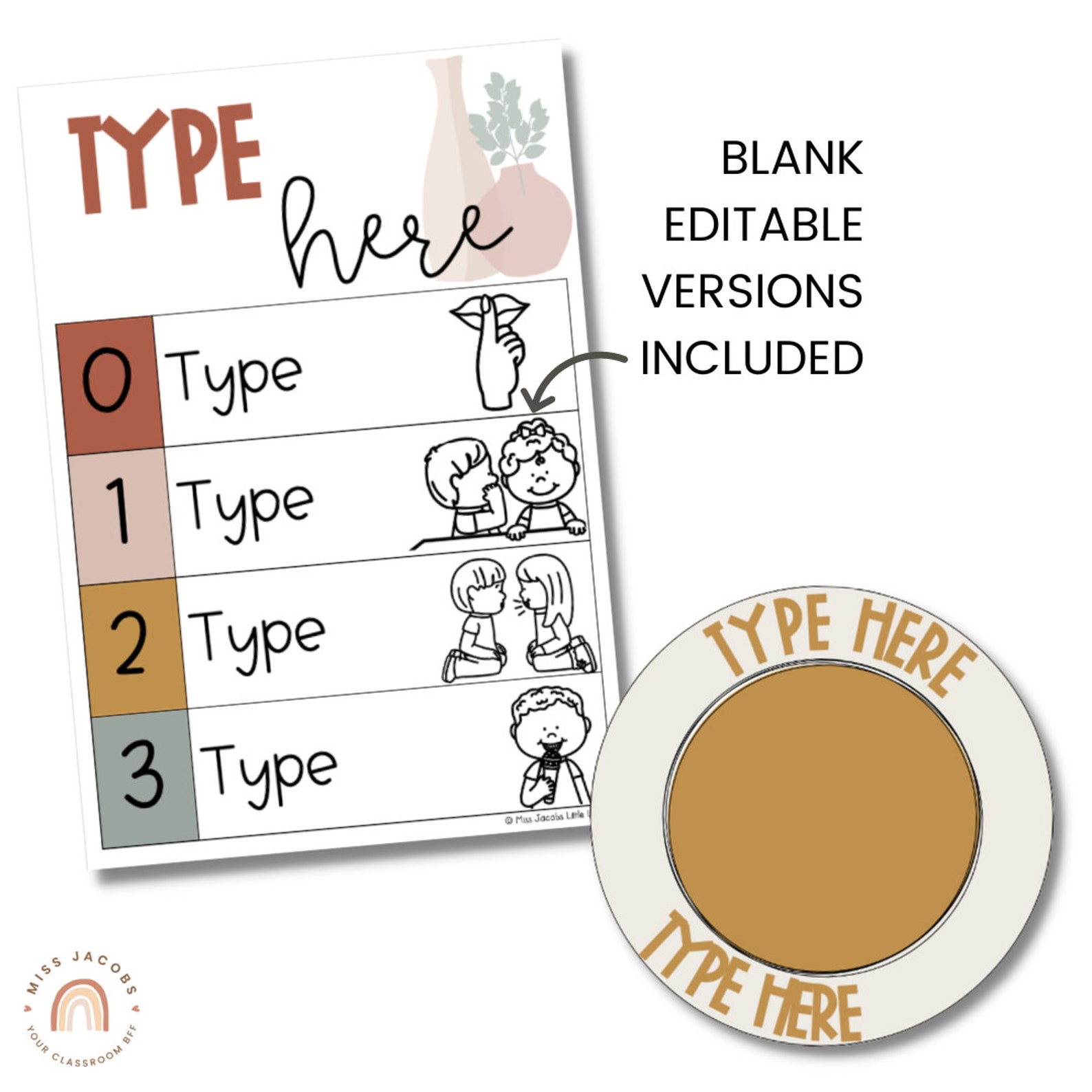 Boho Vibes Voice Noise Level Display EDITABLE Classroom - Etsy