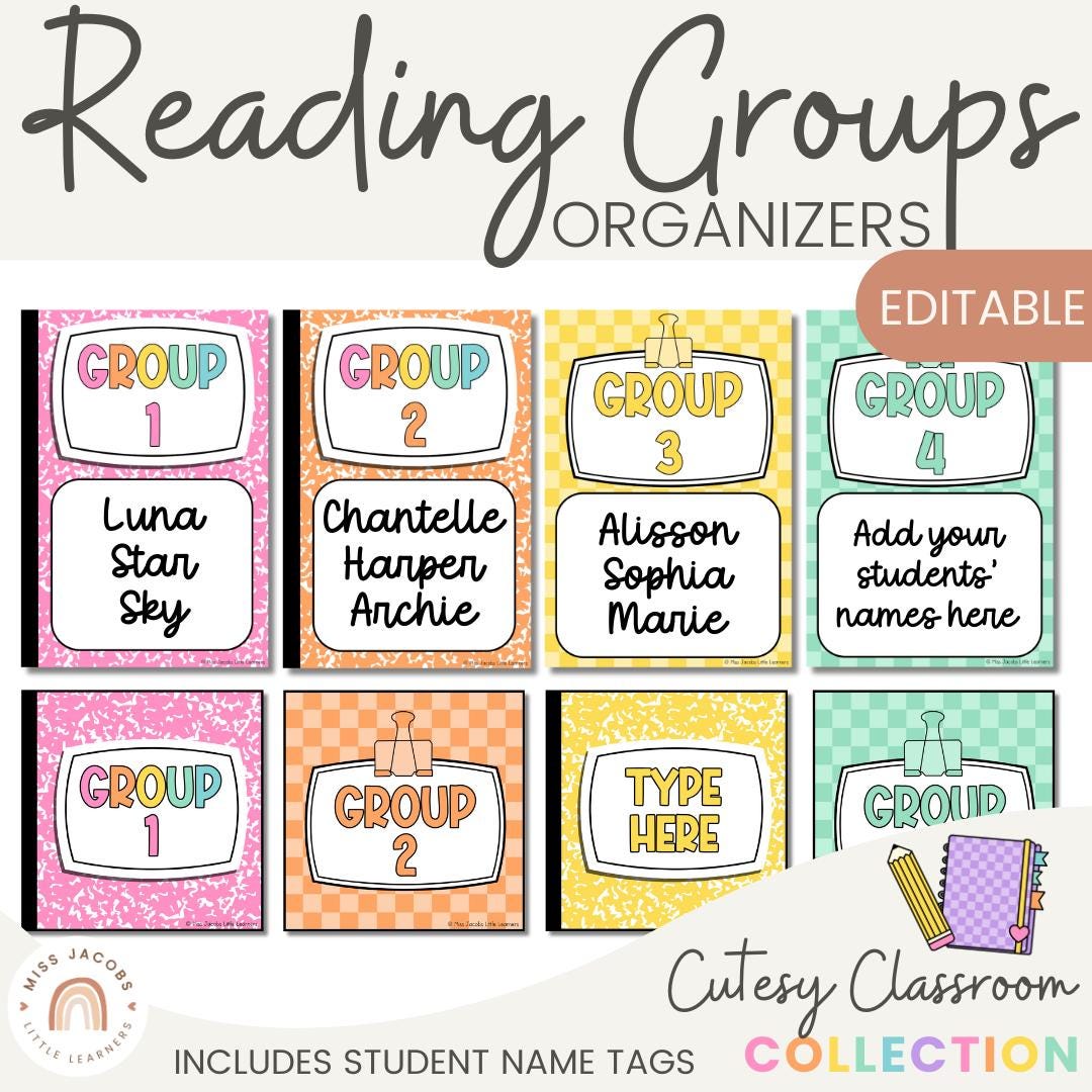 Cutesy Reading Groups Organizers & Labels, Editable Book Box Labels ...
