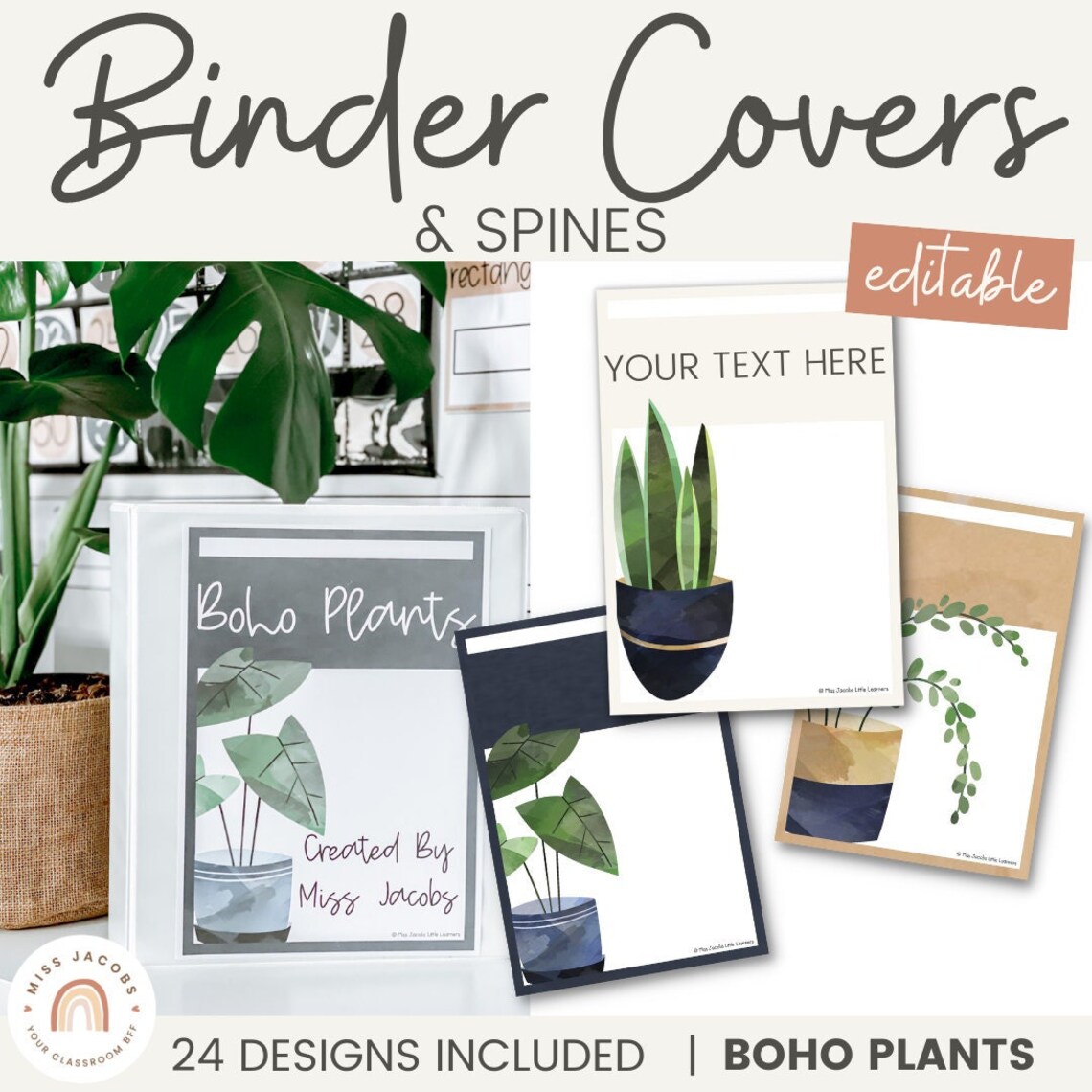 Boho Plants Binder Covers & Spines Rustic Boho Classroom - Etsy
