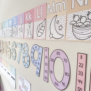 Alphabet Posters | SPOTTY PASTELS | Muted Rainbow Decor | Editable - Etsy