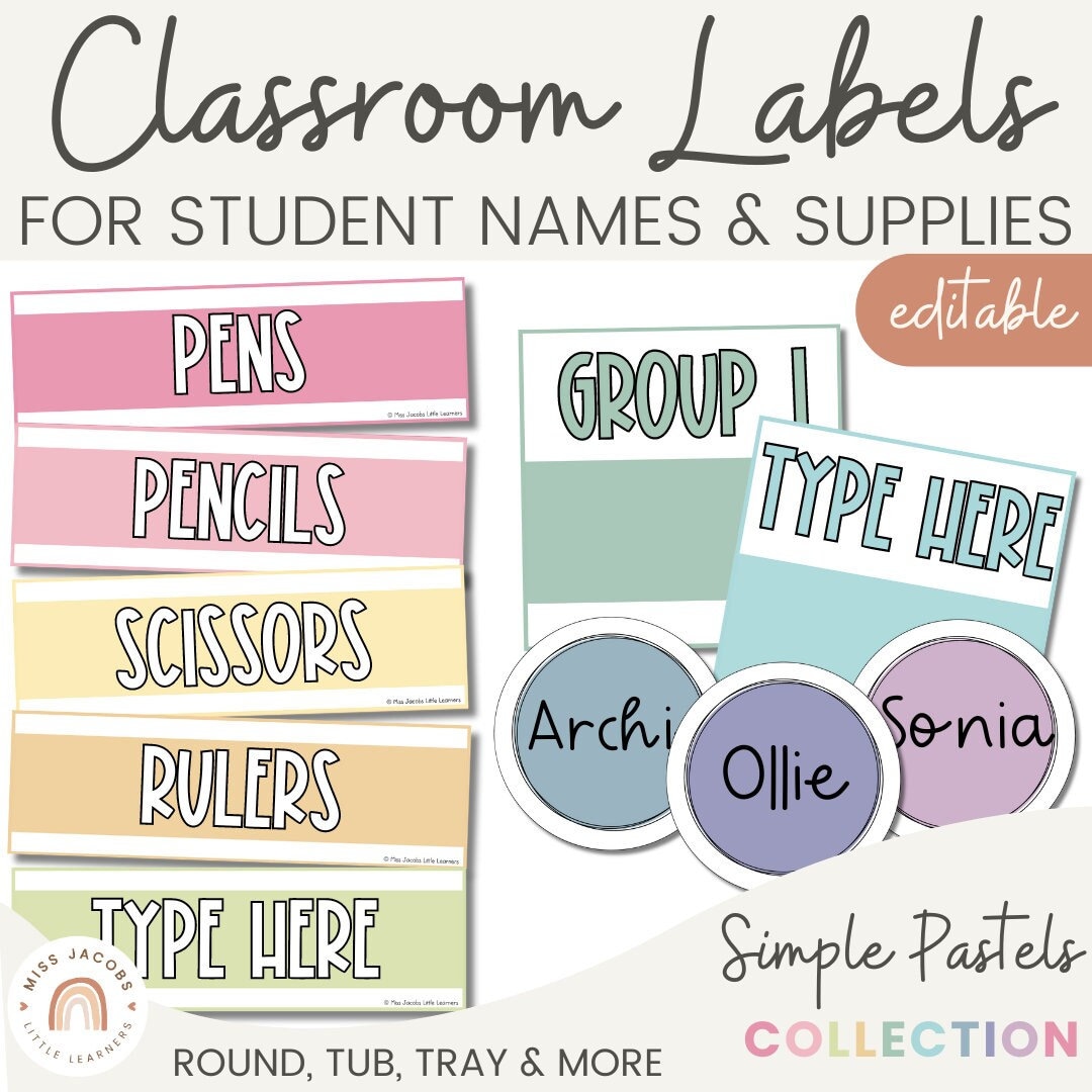 Classroom Labels | PASTELS | Editable - Etsy