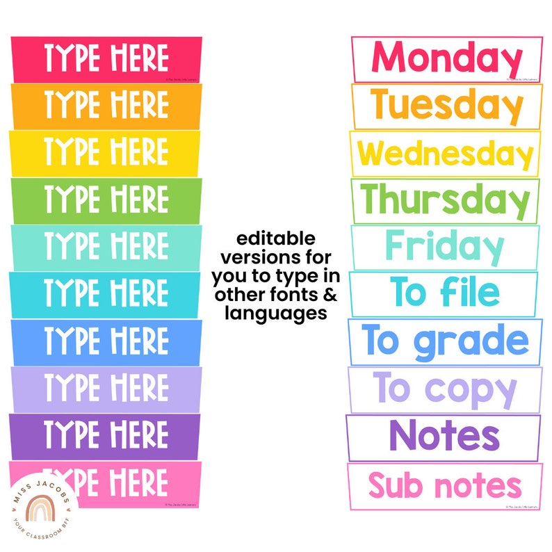 10 Drawer Cart Labels | BRIGHTS Teacher Trolley Labels | Editable - Etsy