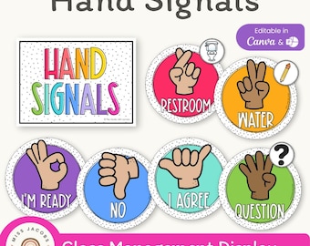 Hand Signals Posters | SPOTTY BRIGHTS Classroom Decor | EDITABLE - Etsy