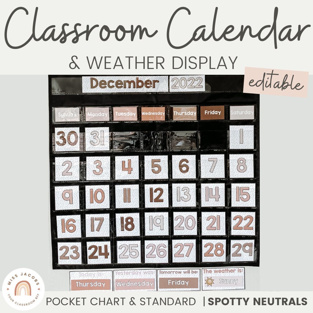 Classroom Calendar and Weather Display | SPOTTY NEUTRALS Classroom ...