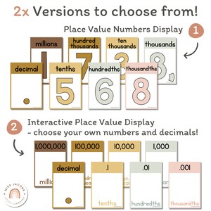 Place Value Posters Bulletin Board Display Daisy Gingham Neutral Math ...
