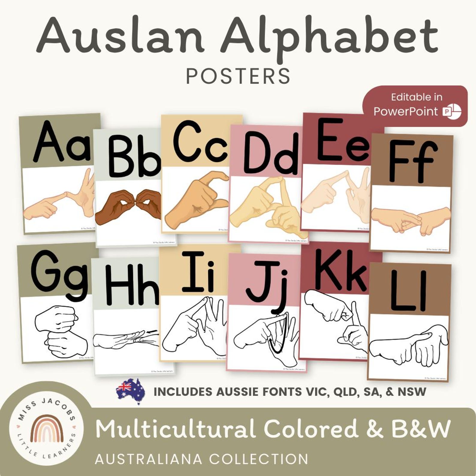 Australiana Auslan Alphabet Posters | Modern Aussie Classroom Decor - Etsy