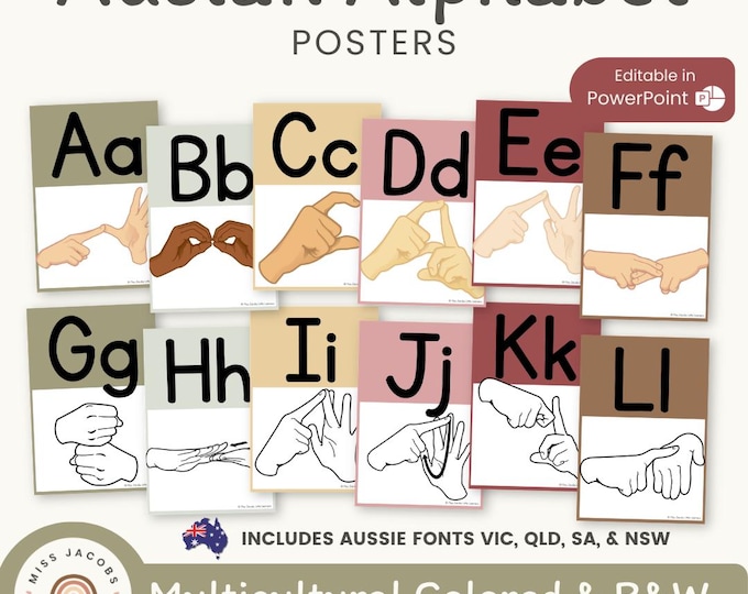 Australiana Auslan Alphabet Posters | Modern Aussie Classroom Decor - Etsy