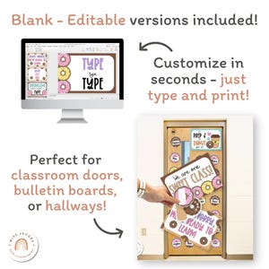 Editable Donut Door Display for Classroom, Cute Welcome Door Signs ...