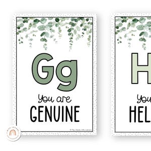 Botanical Affirmation Alphabet Posters, Editable Eucalyptus Alphabet ...