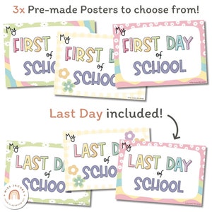 First & Last Day of School Posters | Daisy Gingham Pastel Classroom ...