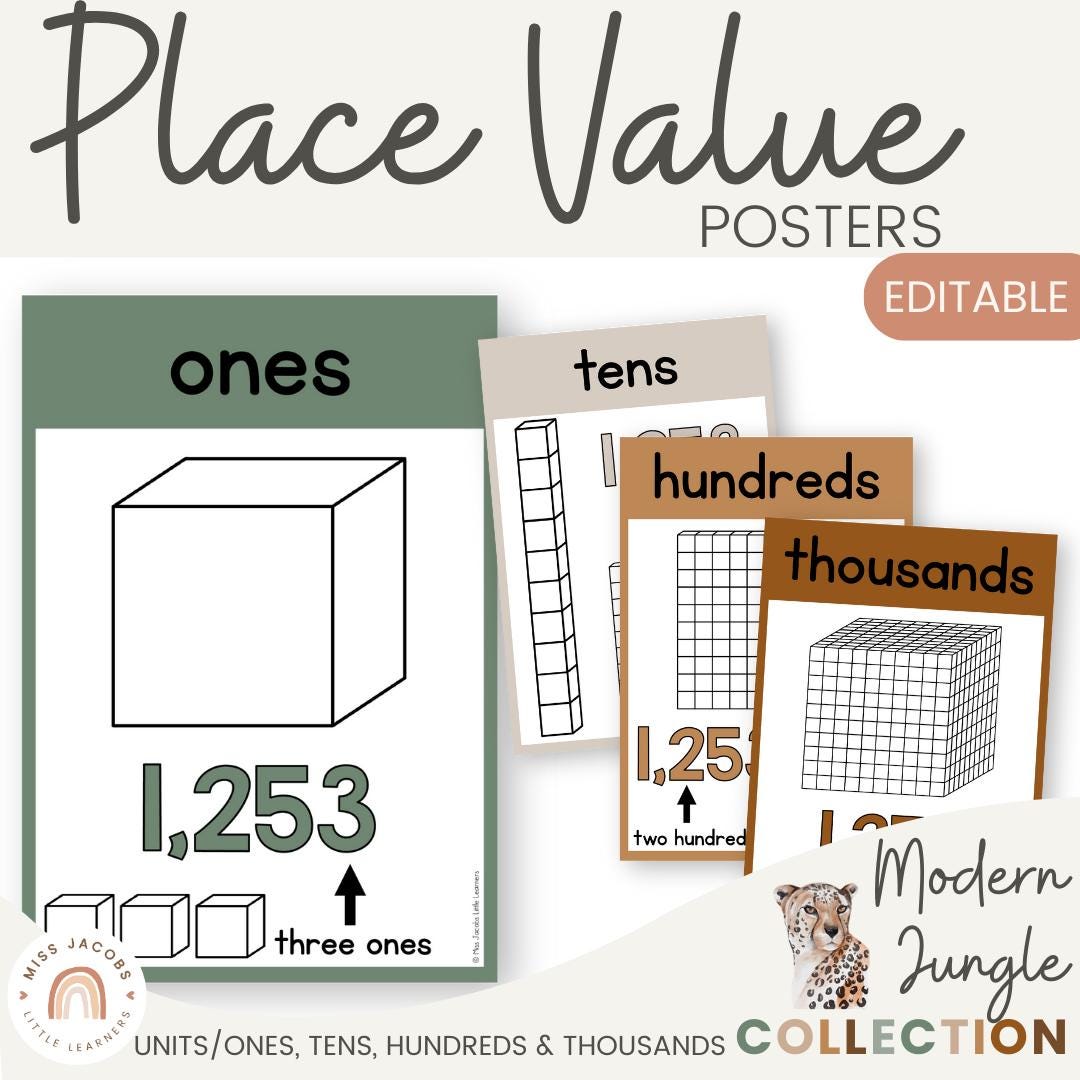 Earthy Place Value Posters Modern Jungle Theme, Printable Place Value ...